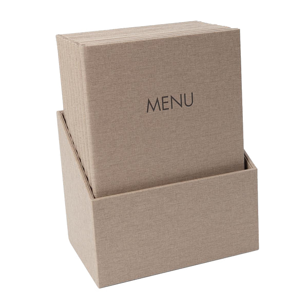 Sigel Set of 10 Menu Folder A4 with Elastic Binding, Beige - Office One LLC