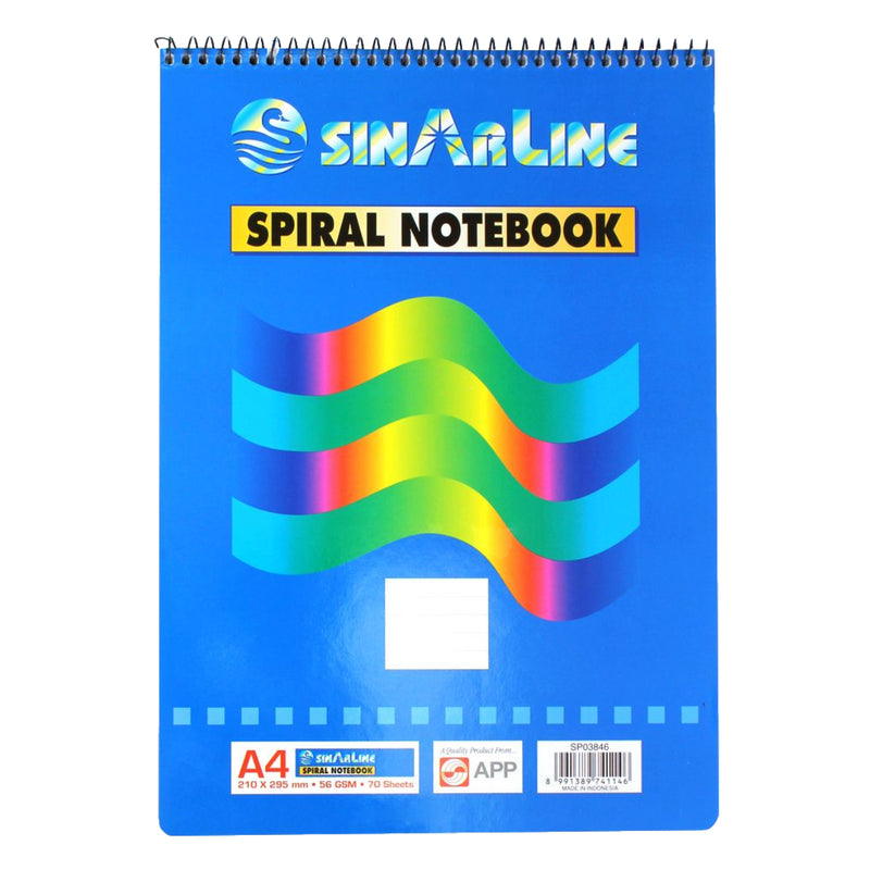 Sinarline Spiral Pad A5, top spiral, line ruled, 56gsm, 70sheets/pa ...