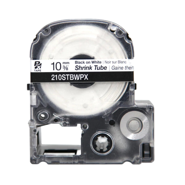 Epson LABELWORKS PX 10mm 210STBWPX Shrink Tube Tape, Black on White ...