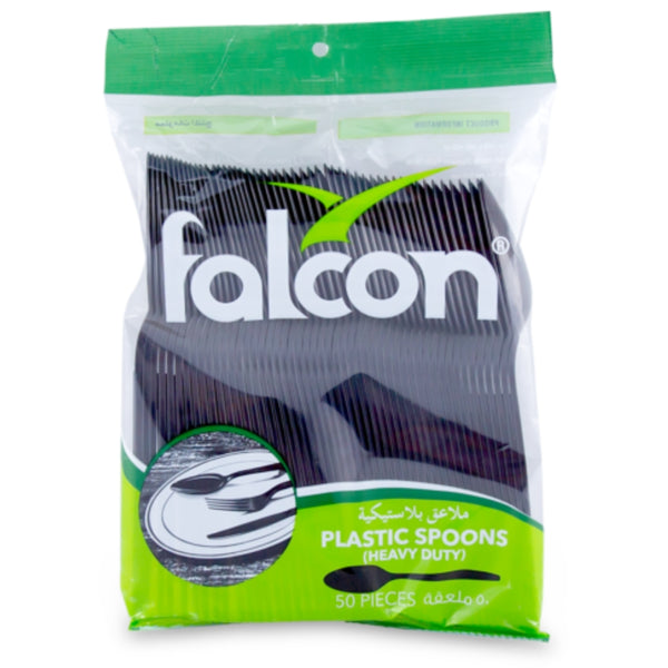 Falconpack Premium Plastic Spoon, large, Heavy Duty, 50/pack, Black ...