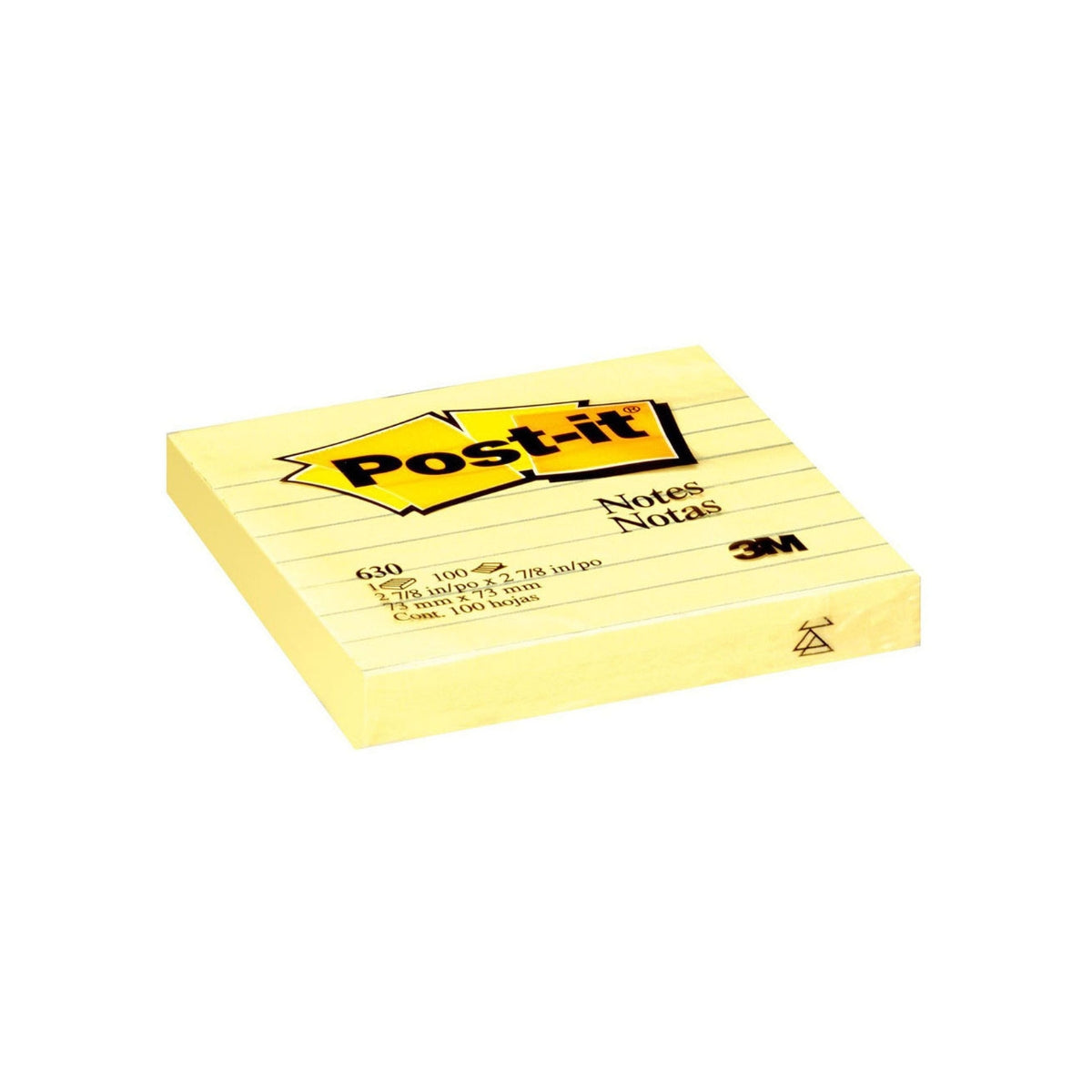3M Post-it Notes 630-SS, 3x3 inches, Lined Canary Yellow - Office ...